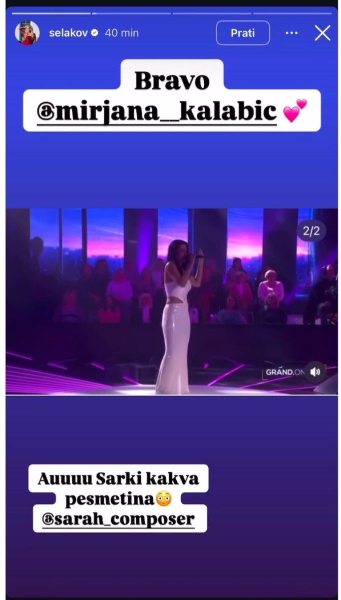 Ивана Селаков подржала Мирјану Калабић